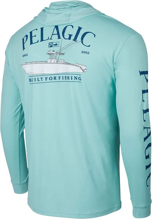 PELAGIC Aquatek Shadowed Sailfish แขนยาว Hooded เสื้อตกปลากลางแจ้ง Sun ...