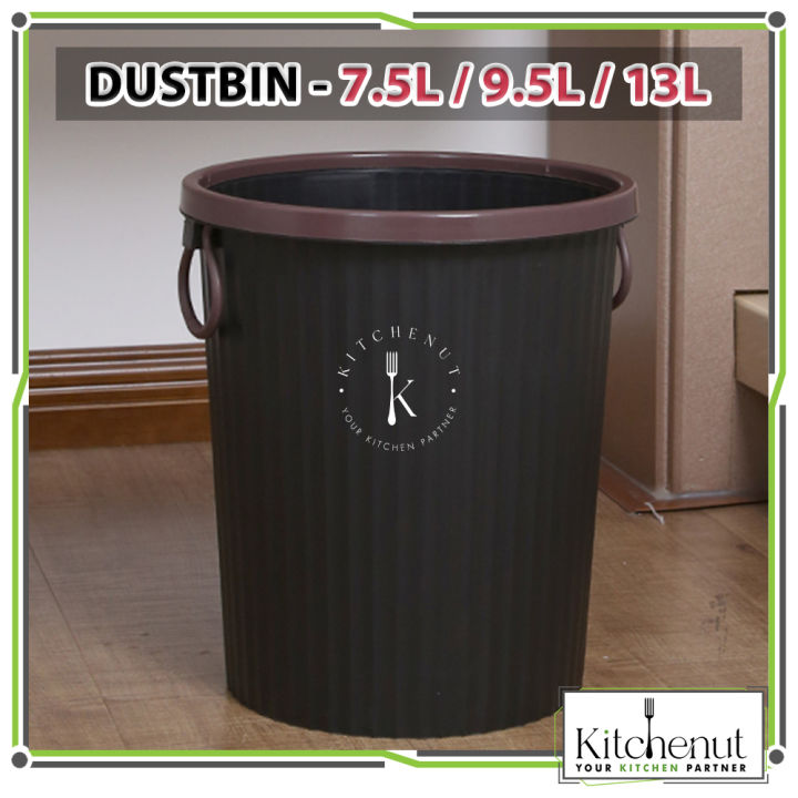 [3 Sizes] Kitchenut Trash Bin Round Garbage Bin Handheld Dustbin Tong Sampah Waste Office ...