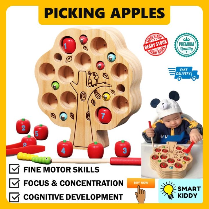 Numeric Montessori Wooden Educational Toys for Kids Picking Apple Tree ...
