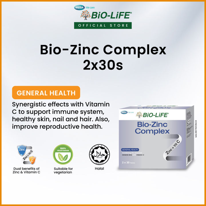 BiO-LiFE Bio-Zinc Complex 2 x 30 tablets (EXPIRY DATE NOVEMBER 2026 ...
