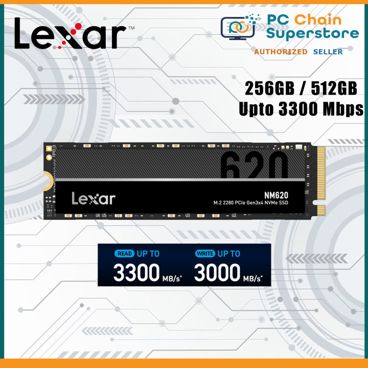 Lexar NM620 256GB / 512GB PCIE Gen 3 M.2 NVME 2280 SSD - Upto 3300Mbps / LDPC ECC Support / 5 ...