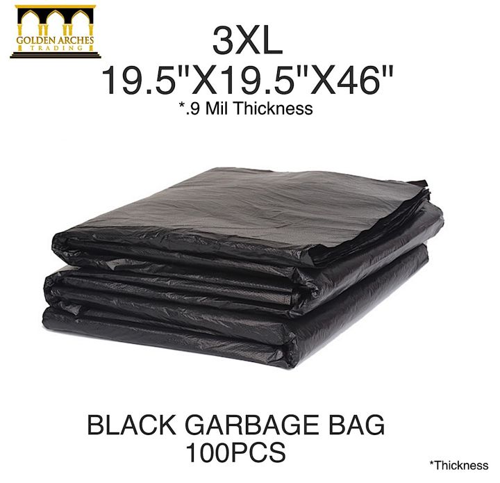 Golden Arches 100 PCS XXXL (3XL) Garbage Trash Bag (Black) 19.5 x 19.5 ...