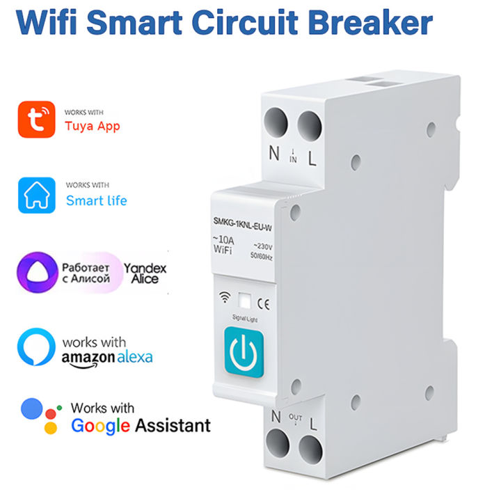 Tuya Wifi Smart Circuit Breaker With Metering 1p 63a Rail Din For Smart Home Wireless Remote