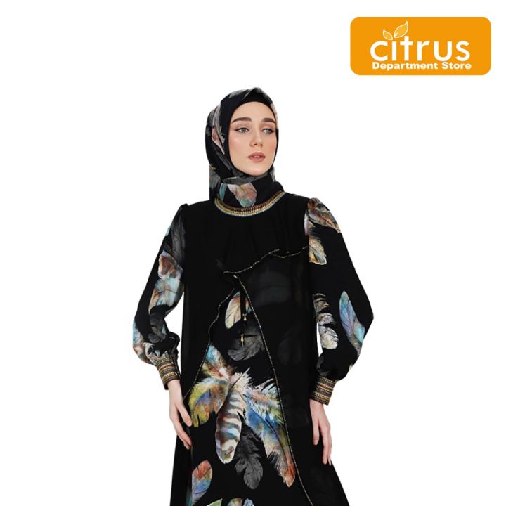 Hikmat A4155-04 Abaya Wanita Brown, Green & Purple | Lazada Indonesia