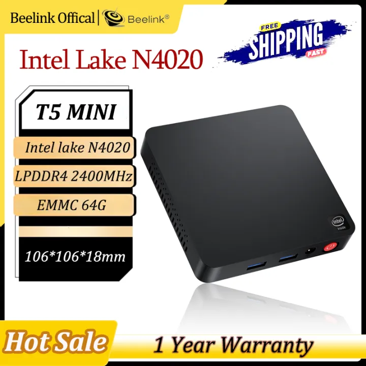 Beelink T5/IPC-G MINI PC Intel Lake N4020 LPDDR4 2400MHz EMMC 64G/128G Windows 1000M Lan WIFI BT ...