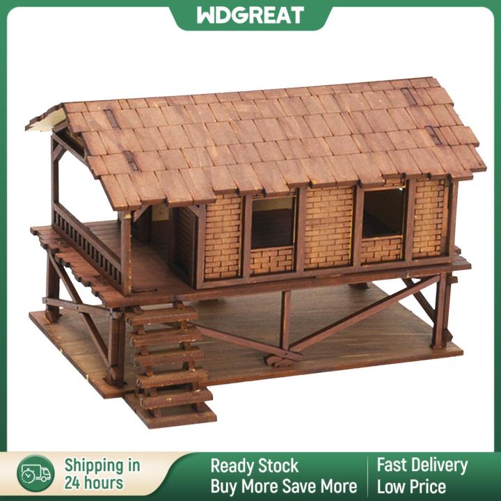 WDGREAT DIY Wooden House Assemble DIY Crafts 1/72 Models House Diorama ...