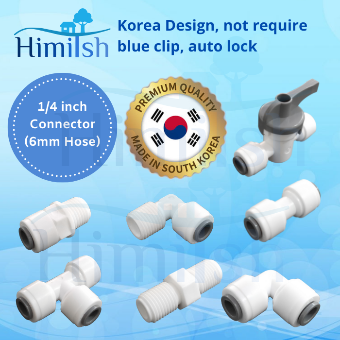 Water Filter Fitting Connector Made in Korea For RO tube 6mm / 1/4 inch ...
