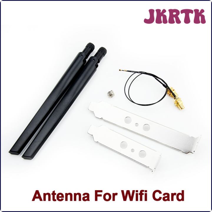 JKRTK 2x6DBi RP-SMA External Antenna Set With IPEX MHF4 Extension Cable ...