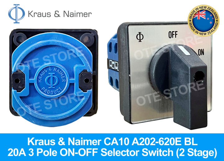 Kraus & Naimer CA10 A202-620E 20A 3 Pole BL OFF ON Isolator Selector Switch (OFF-ON) 2 Stage E ...