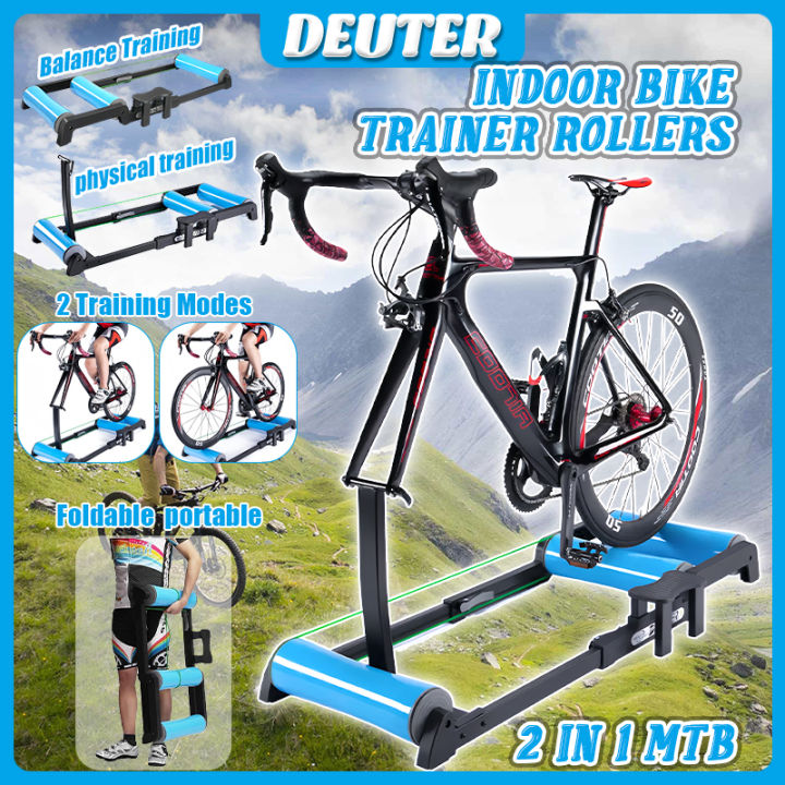 Indoor Bike Rollers DEUTER Bike Trainer Foldable Training Rack Adjustable Resistance 24 29 Inch ...