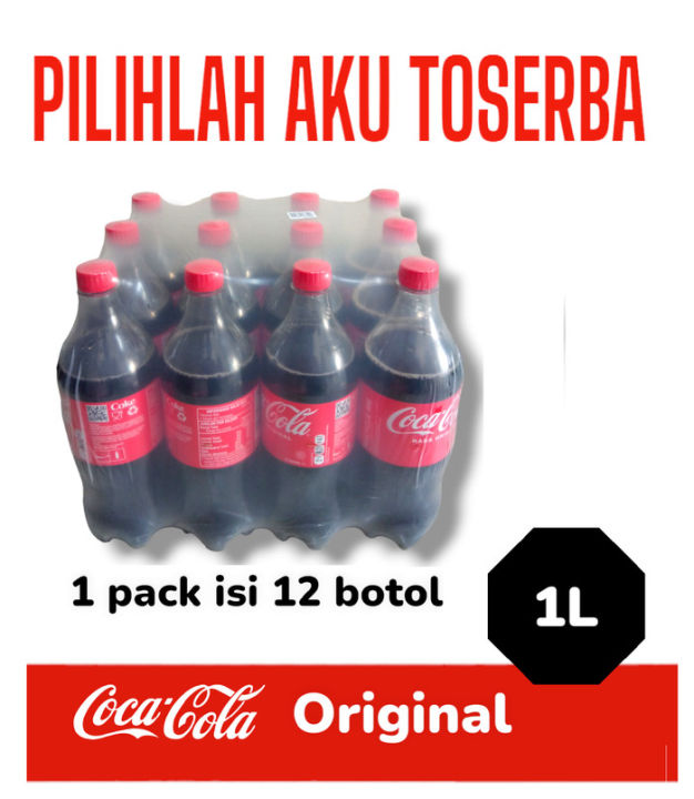 Coca Cola Original BOTOL PET 1 LITER - ( HARGA 1 PACK ISI 12 BOTOL ...