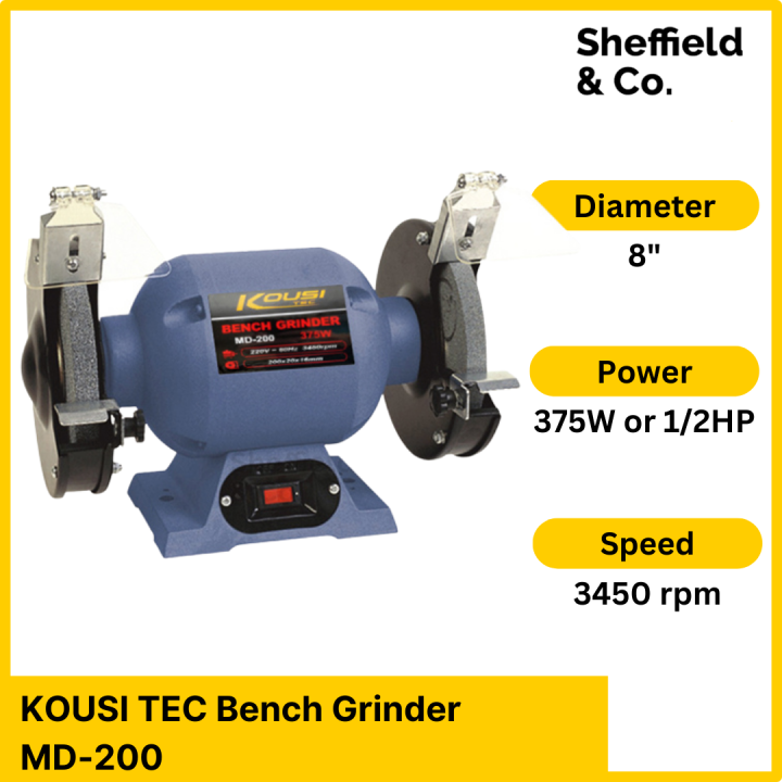 KOUSI TEC Bench Grinder, 8'', 375W (1/2HP) [MD-200] | Lazada PH