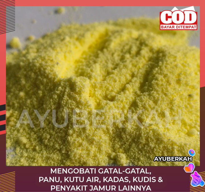Bubuk Belerang Kuning Halus 250gr Obat Gatal Panu Kadas Kurap Jerawat ...