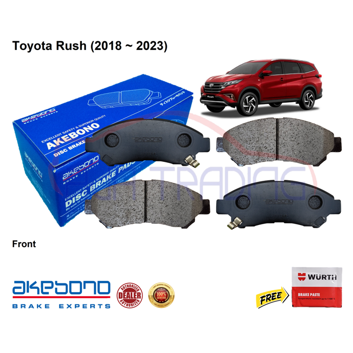 Genuine Akebono Front Brake Pads for Toyota Rush (2018-2023) w/ WURTH ...