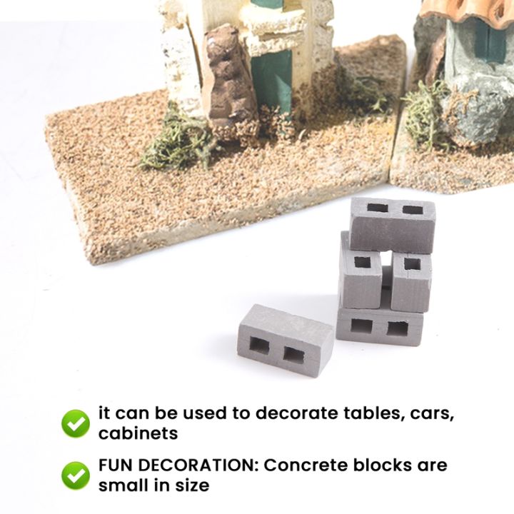 60 Packs Cinder Blocks 1/12 Scale Mini Bricks Concrete Miniature Bricks ...