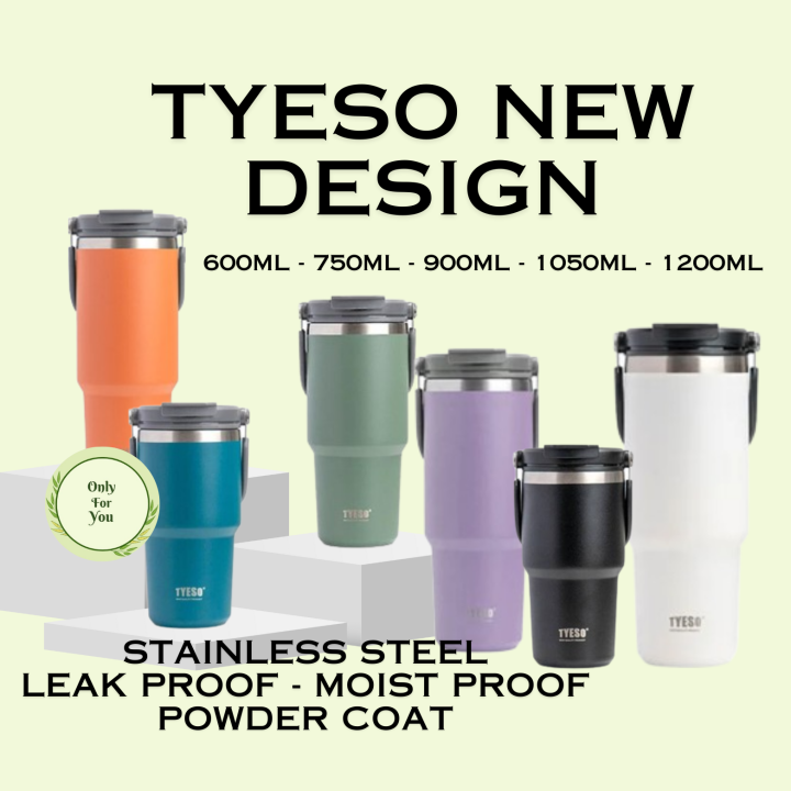 TYESO Double Wall Vacuum Insulated Tumbler with Handle | Stainless Steel Coffee Tea Mug with ...