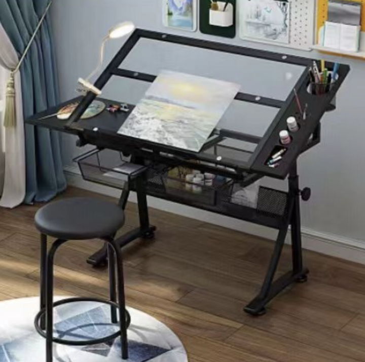 Artist Loft Glass top adjustable drawing table, drafting table ...
