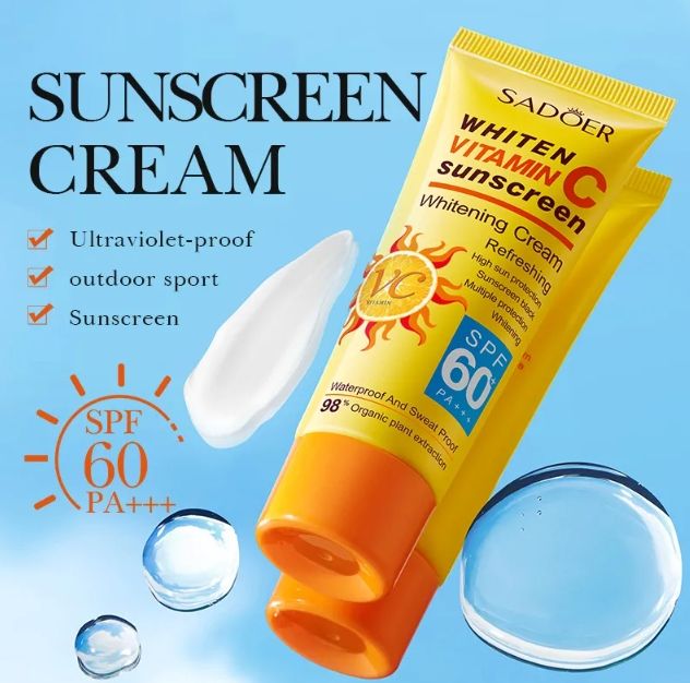 SADOER VC Sunscreen SPF60+ PA+++ ครีมกันแดด ขนาด 40 กรัม หลอดสีเหลือง | Lazada.co.th