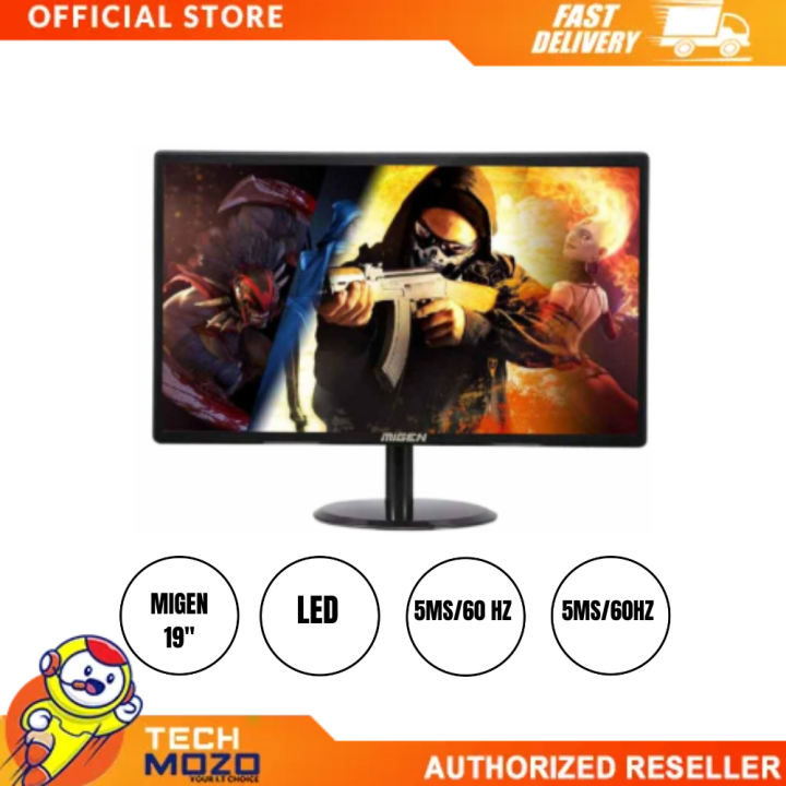 MIGEN E2019 19" LED/TN/5MS/60HZ/VGA+HDMI/VESA WIDE MONITOR | Lazada PH