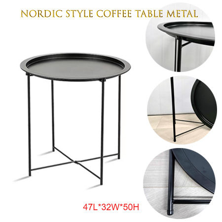 50CM Coffee Table Minimalist Metal Round Coffee Table Modern Iron Round ...