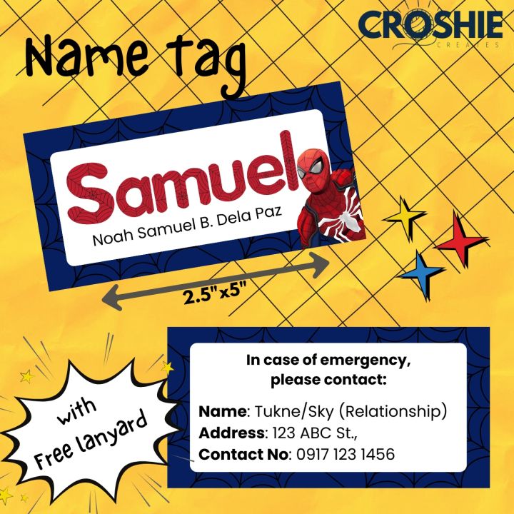 Personalized Customized Laminated Name Tag / Name Plate for Kids (Back ...