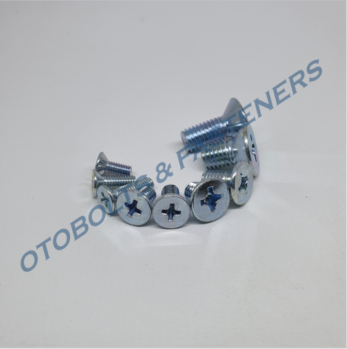 [ISI 100PCS] Baut JF 6 x 12 / Baut Obeng Plus KEPALA RATA / Baut JF M6 ...