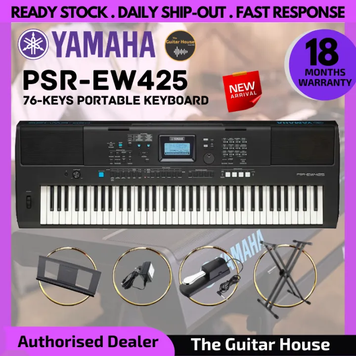 Yamaha PSR-EW425 76 Key Portable Keyboard Basic Package (PSREW425 PSR ...