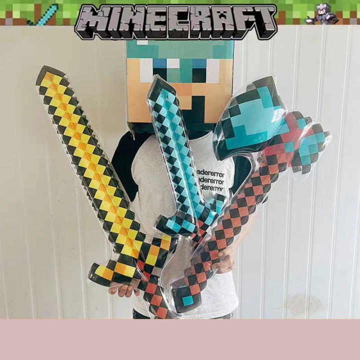 Inflatable Pretend Play Minecraft Pixel Craft Swords Axe Miner Pickaxe ...