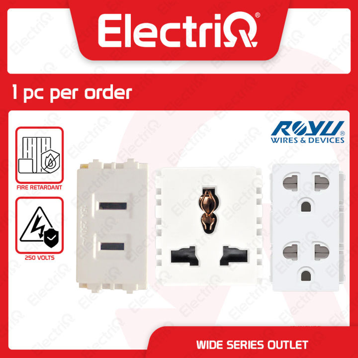 Electriq | Royu Wide Series Flat Pin, USB Outlet, Duplex Universal ...