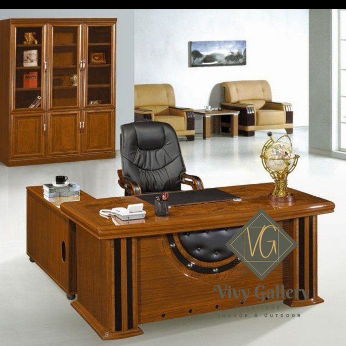Meja kantor leter L terbaru meja kerja kayu jati modern | Lazada Indonesia
