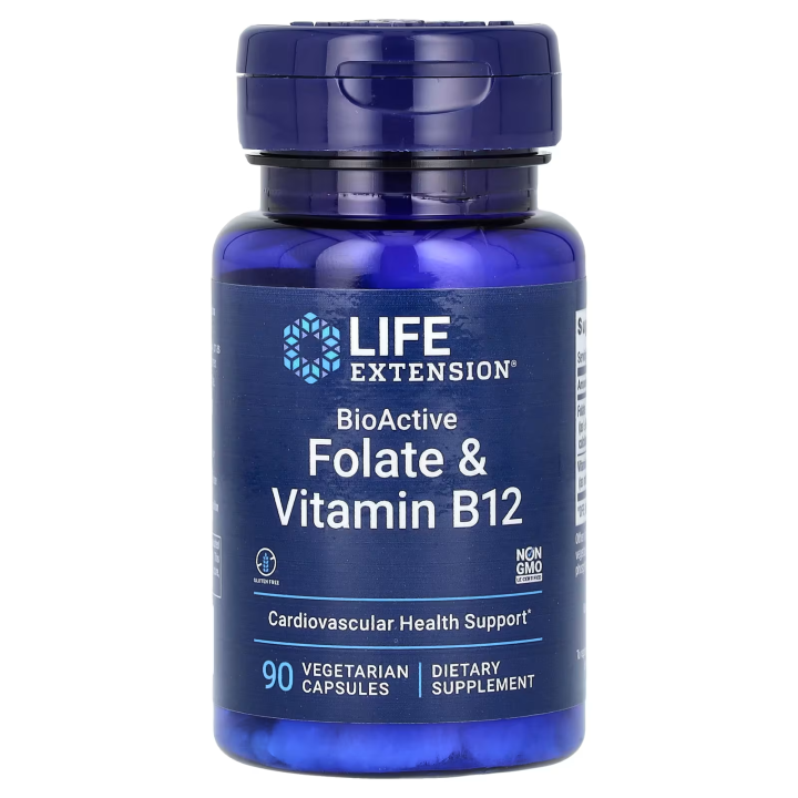 Life Extension, BioActive, Folate & Vitamin B12, 90 Vegetarian Capsules ...