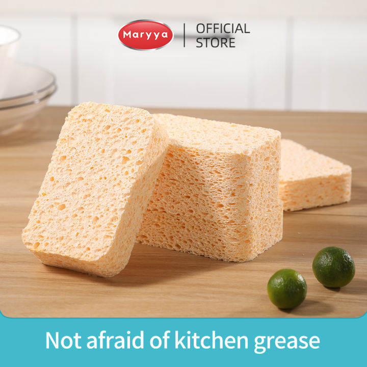 Maryya ฟองน้ำทำความสะอาดขจัดน้ำมันดูดซับน้ำ 4 แพ็ค | Lazada.co.th
