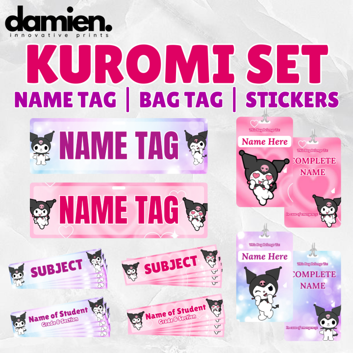 KUROMI SET | CUSTOMIZE | NAME TAG | BAG TAG | STICKERS | Lazada PH