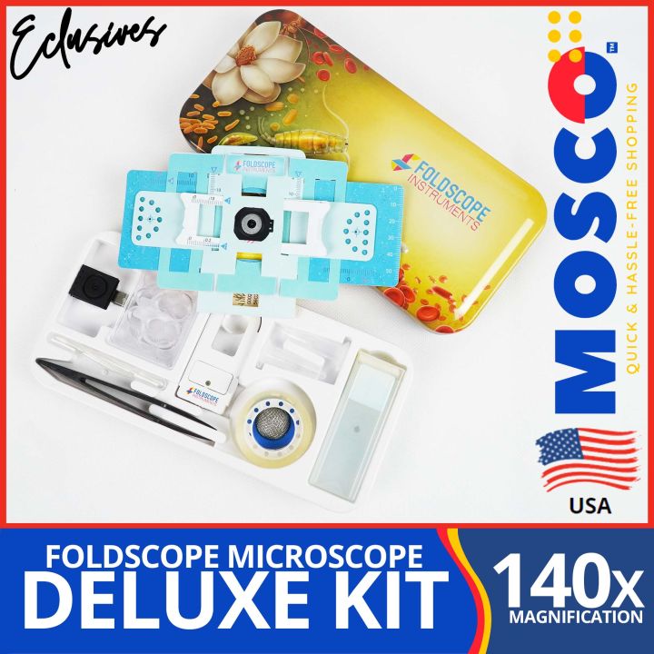 Foldscope Deluxe Kit The Paper Microscope 140x Magnification As