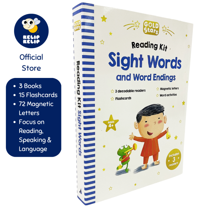 Gold Stars Reading Book & Kit with Sight Words Flashcards & Magnetic ...