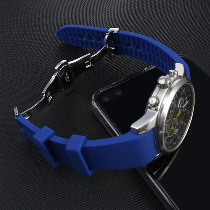Curved Silicone Bracelet forfolex Water Ghost Watch Strap for Seiko for ...