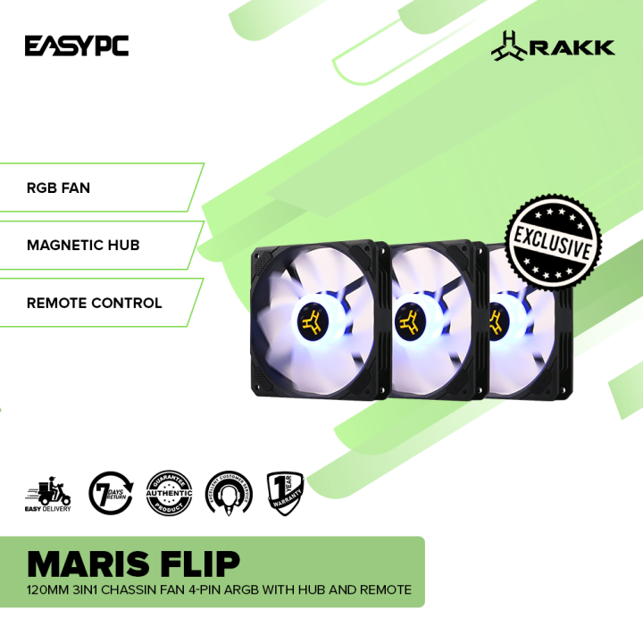 EasyPC | RAKK MARIS FLIP 120mm 3in1 Chassis Fan 4-pin ARGB / MARIS FLIP ...