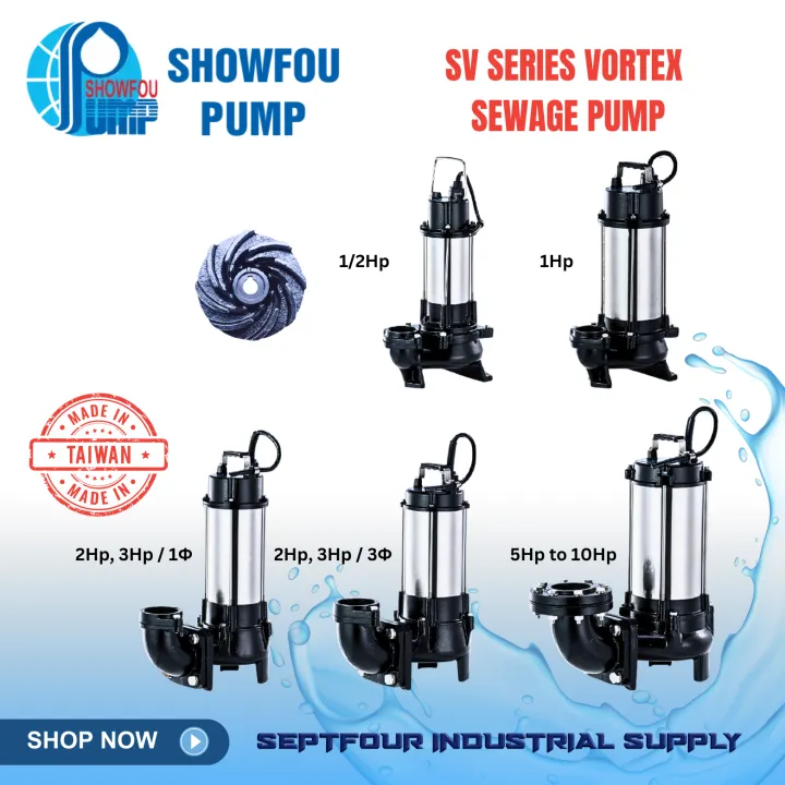 SHOWFOU 10HP 3Phase (SV) Series Vortex Sewage Pump SV-1032 - Made in ...
