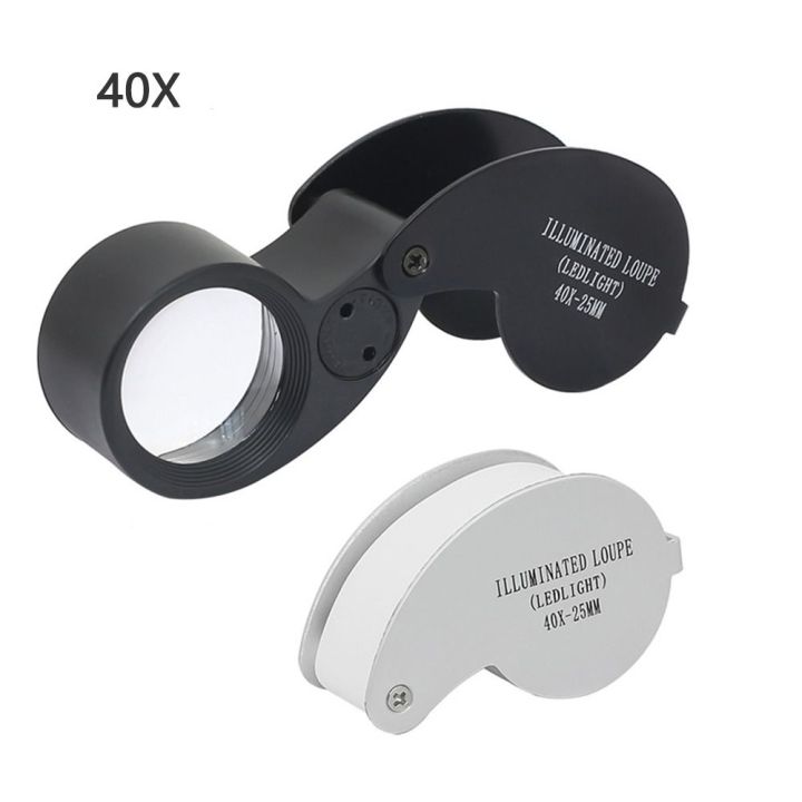 D5JKY Handheld Foldable Magnifier Illuminated Loupe Folding 40X ...