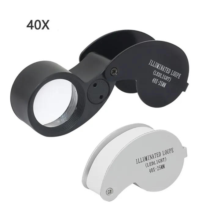 LITUILI Folding Foldable Magnifier Illuminated Loupe Handheld 40X ...