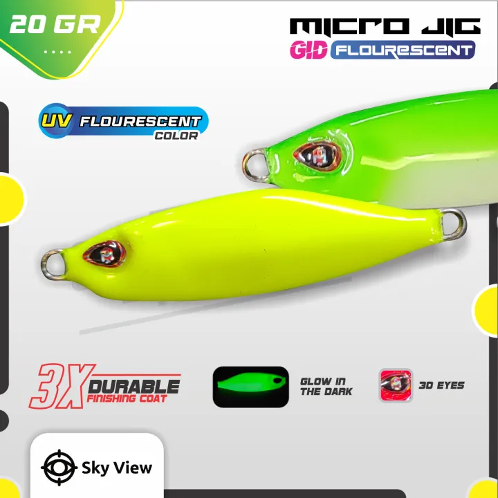 Metal Jig 20 Gram FULL GID Neon Casting Lure Malam Jigging Micro Jig Menyala Tahan Lama | Lazada ...