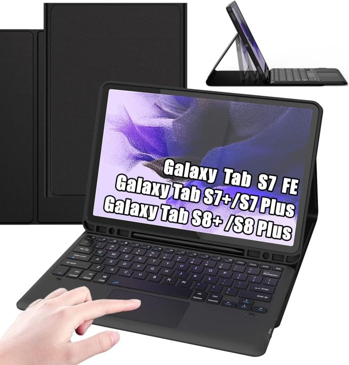 For Samsung Galaxy Tab S7 FE/S7 Plus/S8 Plus Case with Keyboard Smart ...