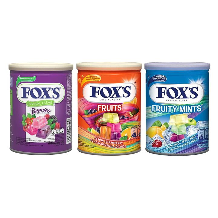 Fox's Crystal Clear Assorted Fruit Flavour Candies in Can (3 Flavors ...