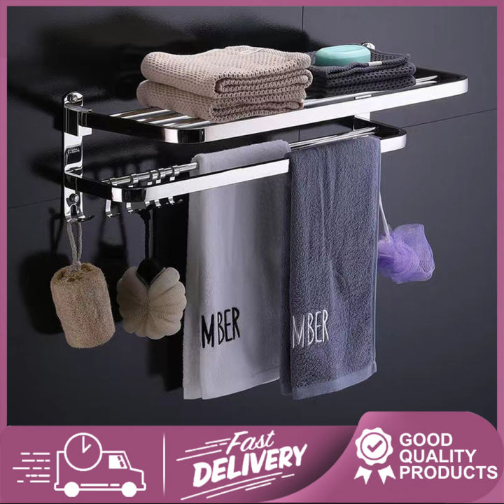 collapsible Stainless steel bathroom wall hanging towel rack for ...