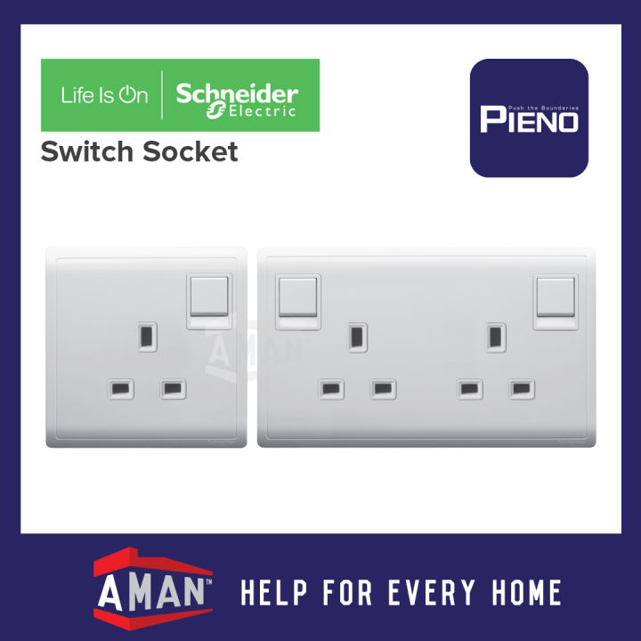 Schneider Pieno Switch Socket 3 Pin 1 Gang 2 Gang 13A White SIRIM | Lazada