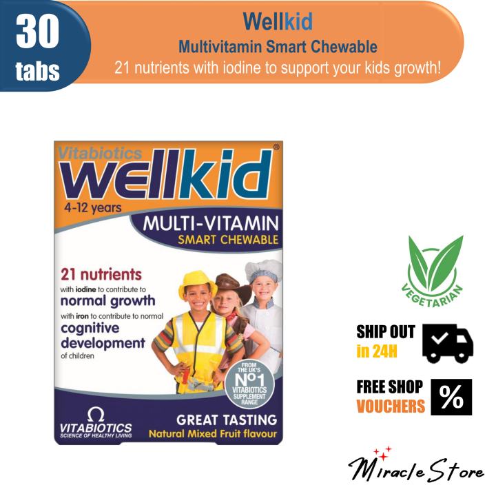 Vitabiotics Wellkid Multivitamin Smart Chewable 30tabs vegetarians ...