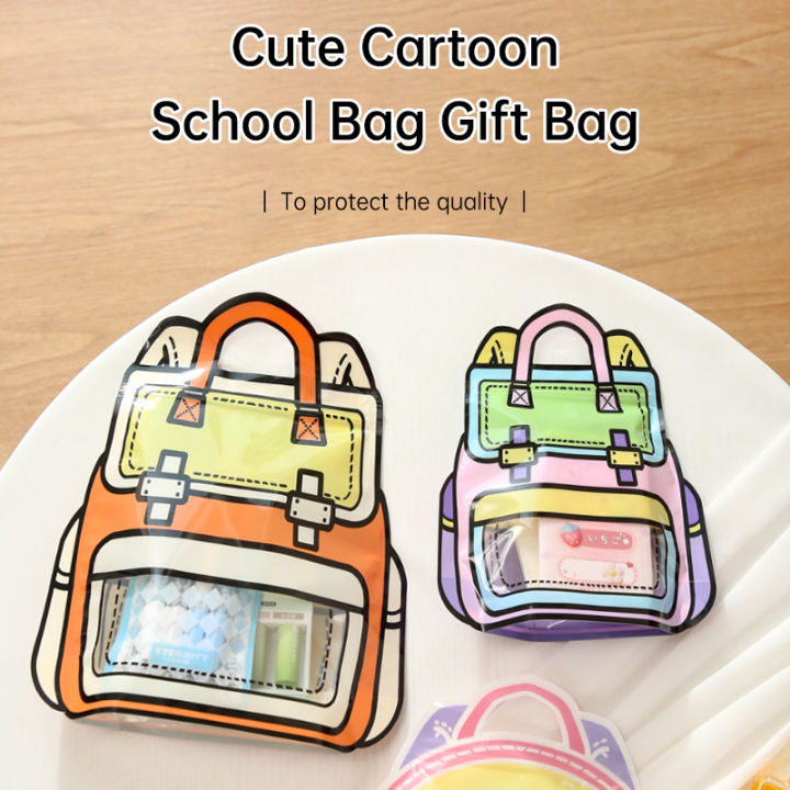 🔥chageey👍 Creative Cartoon School Bags Shape Self Sealing Packaging Bag ...