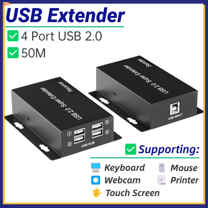 USB Extender over Ethernet Rj45 Cat5e/6 Cable to 50M 4 Port USB 2.0 Hub ...