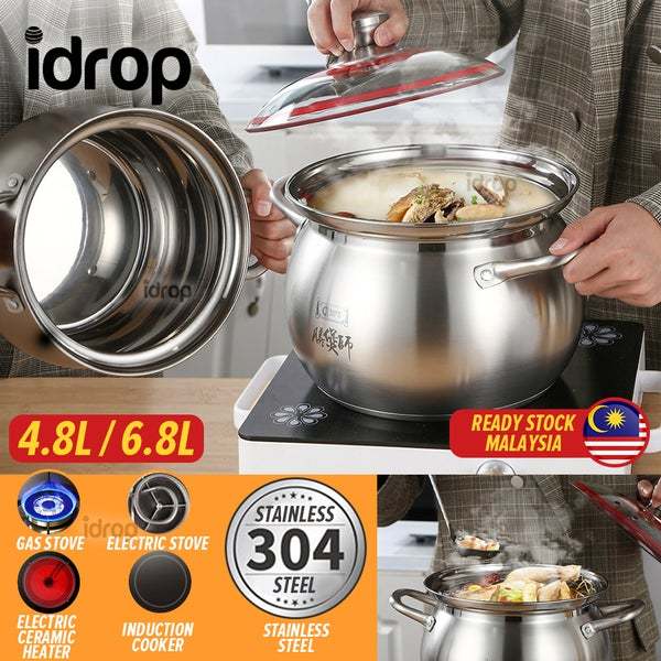 [Medotop] [ 4.8L / 6.8L] Kitchen Cooking Soup Porridge Cauldron Stock ...