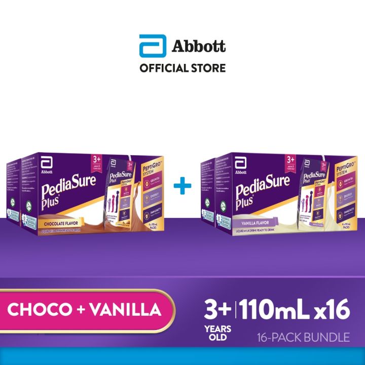 Pediasure Plus Ready to DrinkVanilla & Choco 110ML x 4 For Kids Above 3 ...
